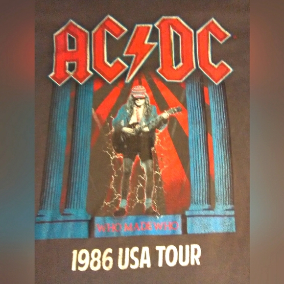 AC/DC | Shirts | Vintage Acdc Graphic Tshirt By Acdc 986 Tour Dates ...